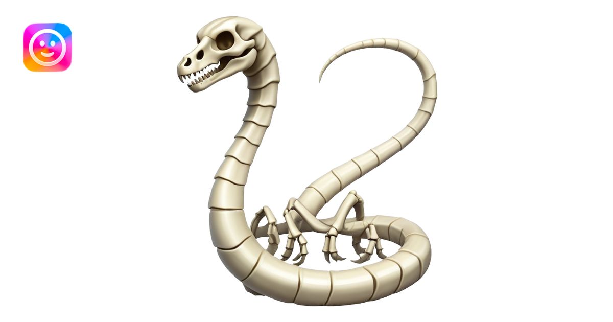 An epic shiny cool edgy skeletal bone serpent, full body emoji | AI ...