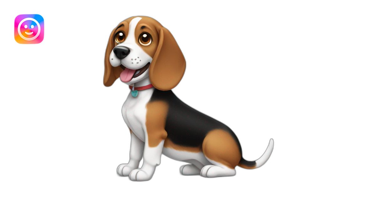 beagle dog smiling brown and black emoji | AI Emoji Generator
