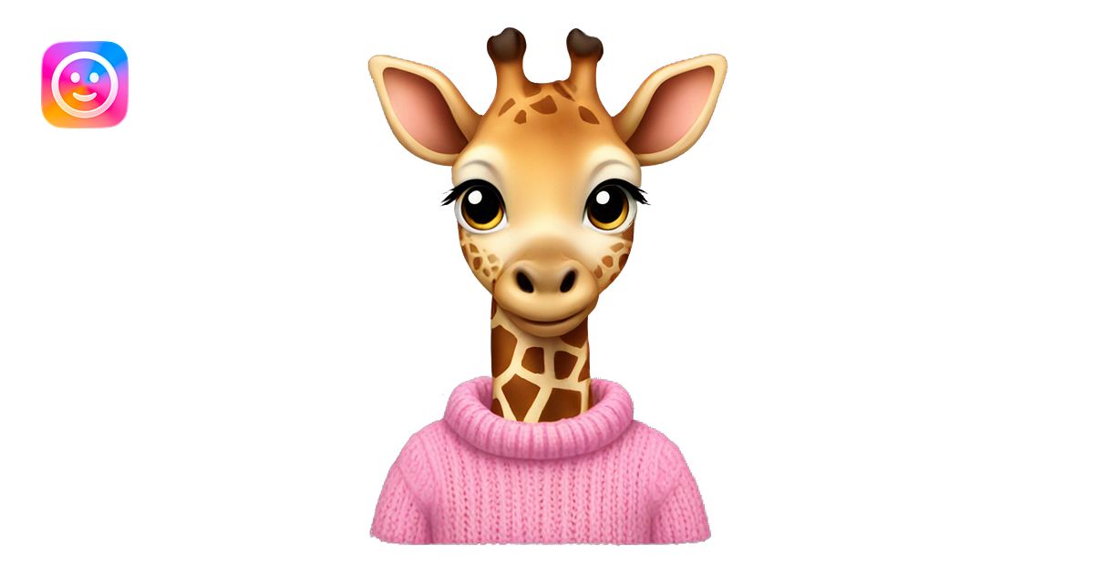 Baby giraffe wearing pink sweater emoji | AI Emoji Generator
