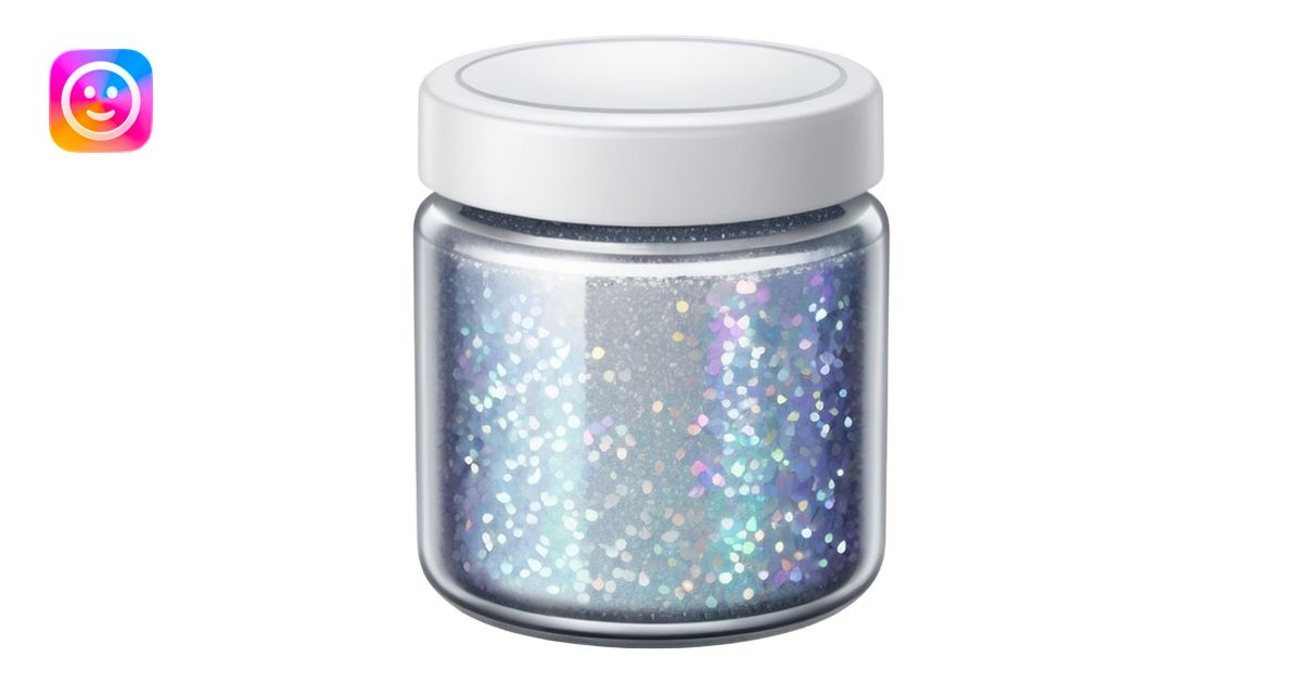 silver glitter in a small clear circular container with white lid emoji ...