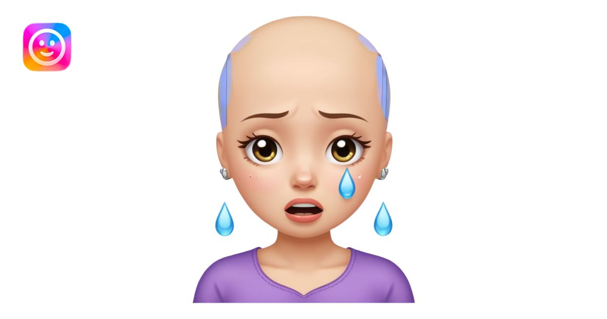 a pretty bratz fair bald girl crying emoji | AI Emoji Generator