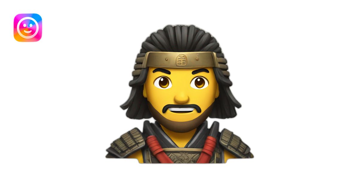 Epic Samurai with a flat smiling emoji emoji | AI Emoji Generator
