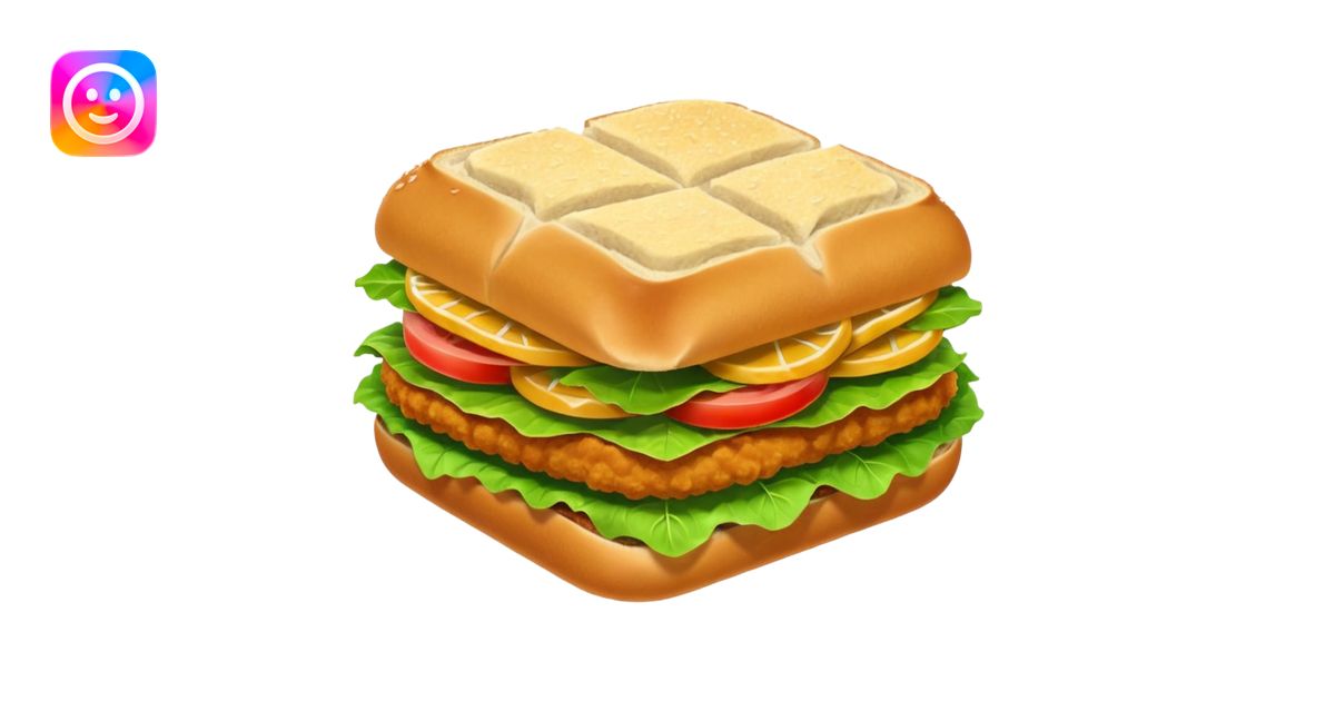 Schnitzelbroetchen mit Salatblatt, keine extra Sachen emoji | AI Emoji ...