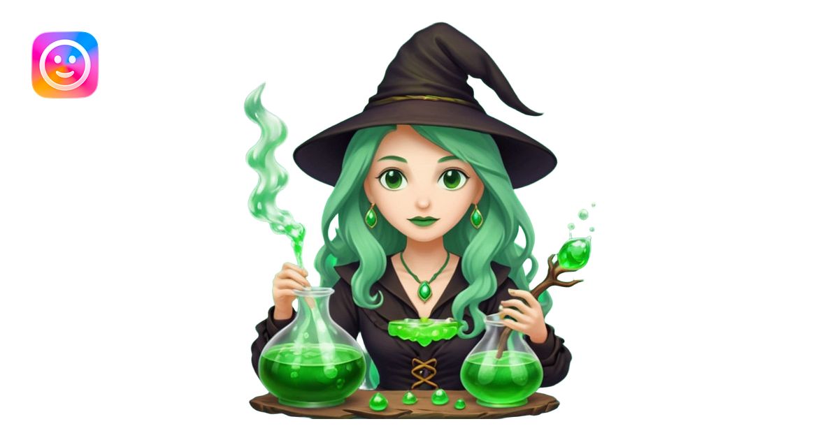 green witch cooking potion emoji | AI Emoji Generator