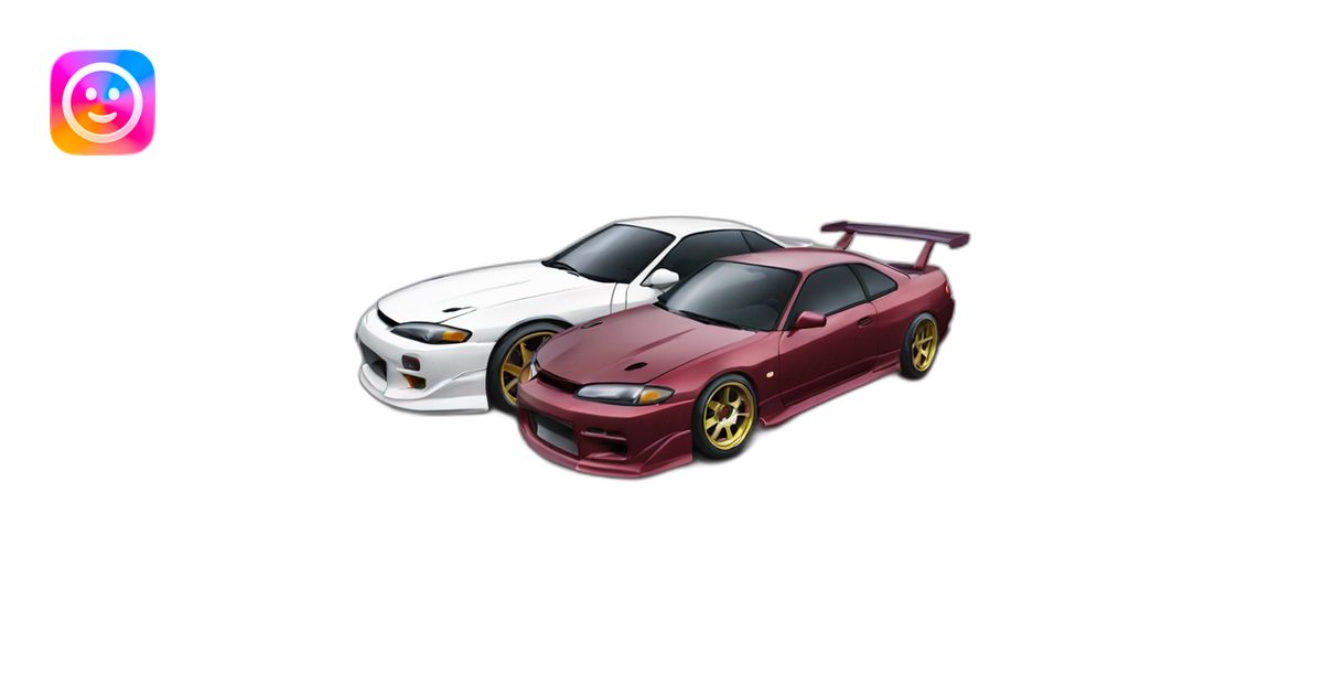 Two Nissan Silvia S15 drifting side by side emoji | AI Emoji Generator