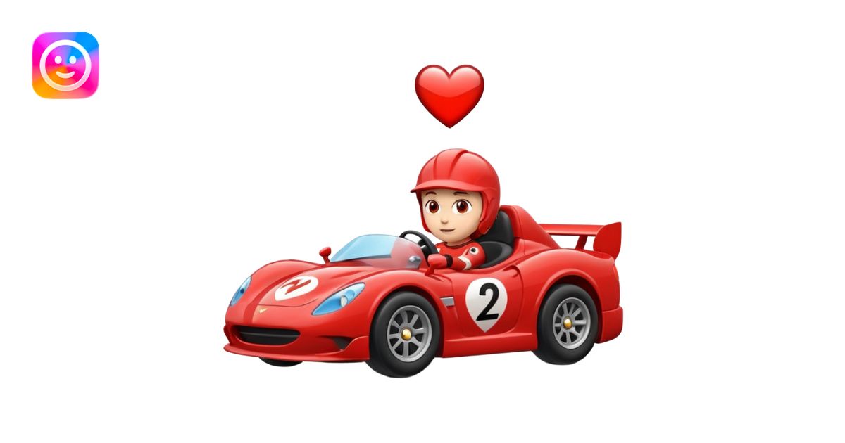 heart driving in a race car emoji | AI Emoji Generator