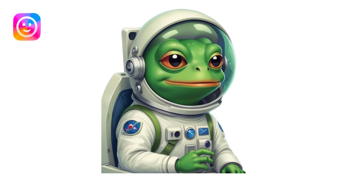 Pepe the Frog as a trader, with charts on the screen, in space with a ...