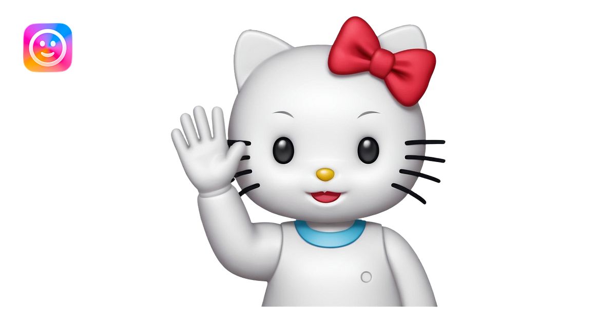 hello kitty contente et dit coucou emoji | AI Emoji Generator