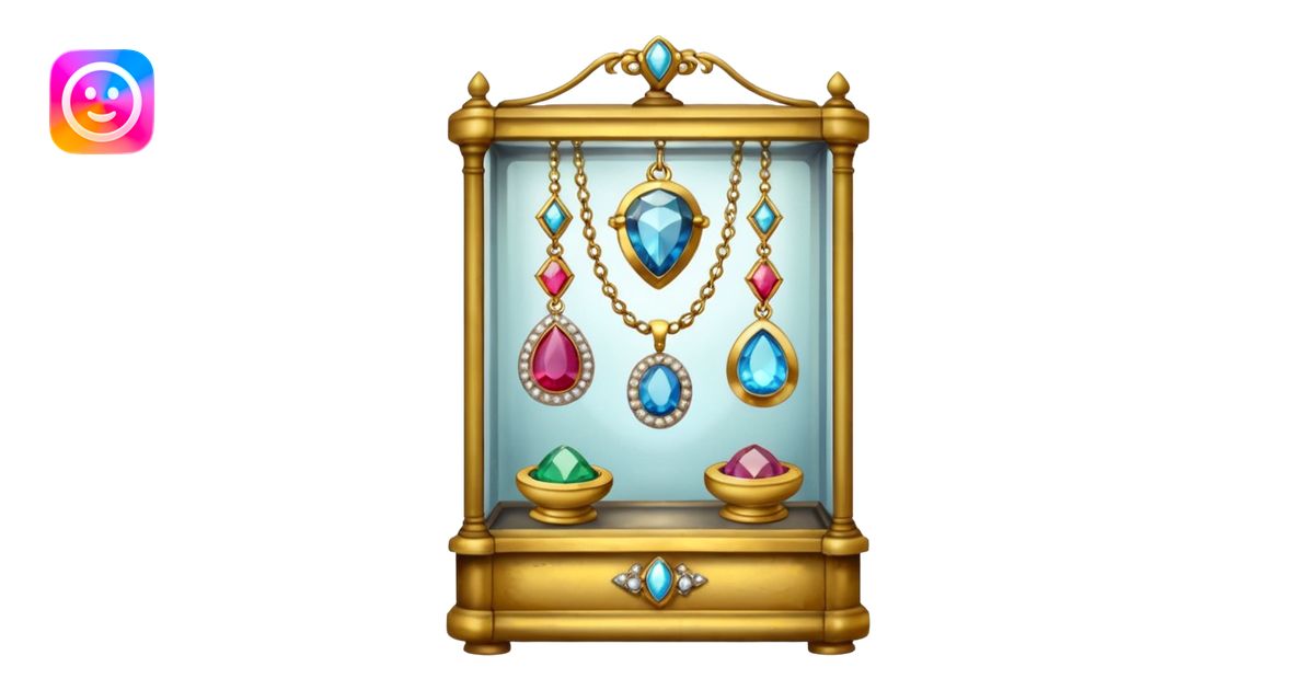 old jewelry in a glass showcase emoji | AI Emoji Generator