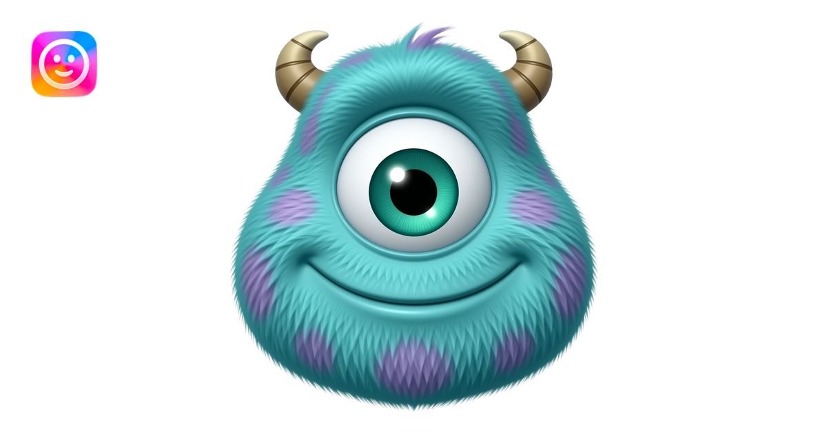 happy mike wazowski face only more human-like emoji | AI Emoji Generator
