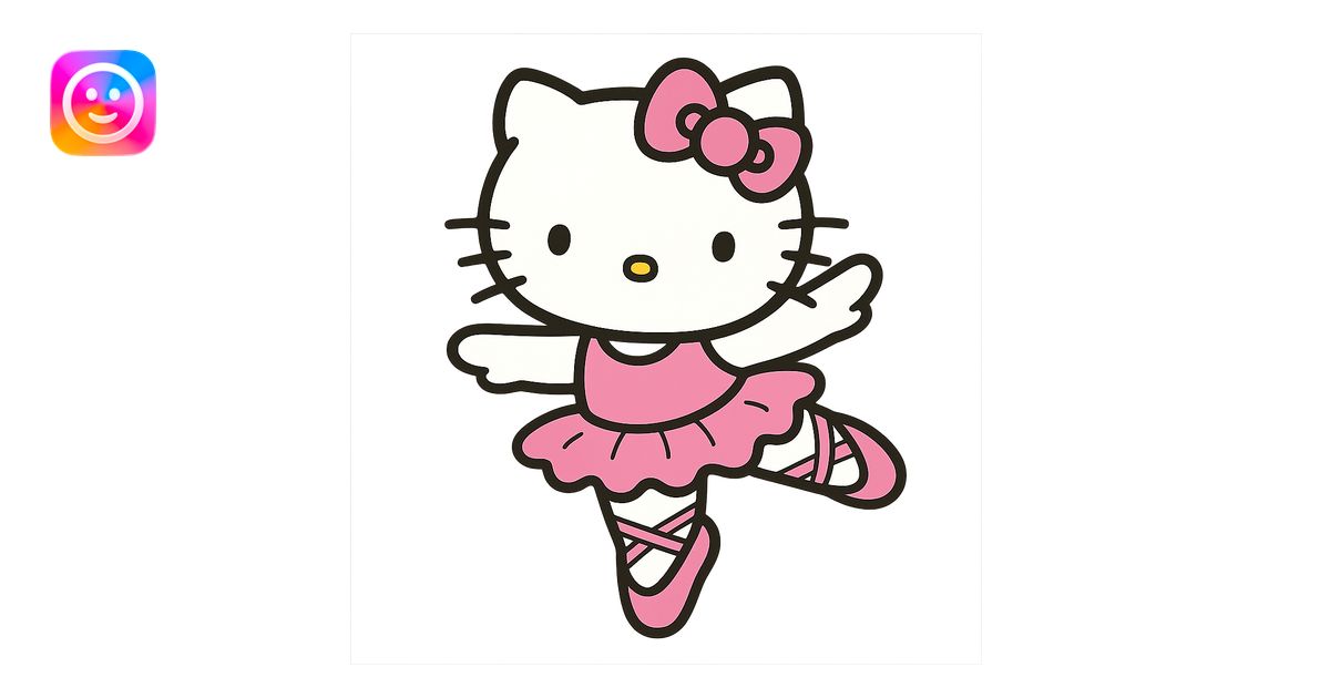 Hello Kitty performing a ballet pose, wearing a bow and tutu image | AI ...