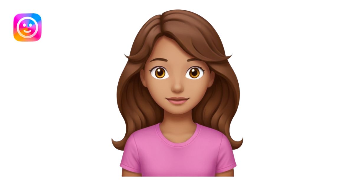 A pretty girl with tan skin and long wavy hair, wearing a pink basic ...