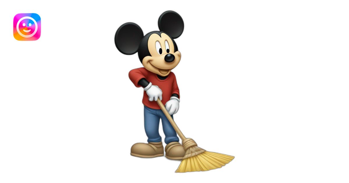 Mickey Mouse sweeping emoji | AI Emoji Generator