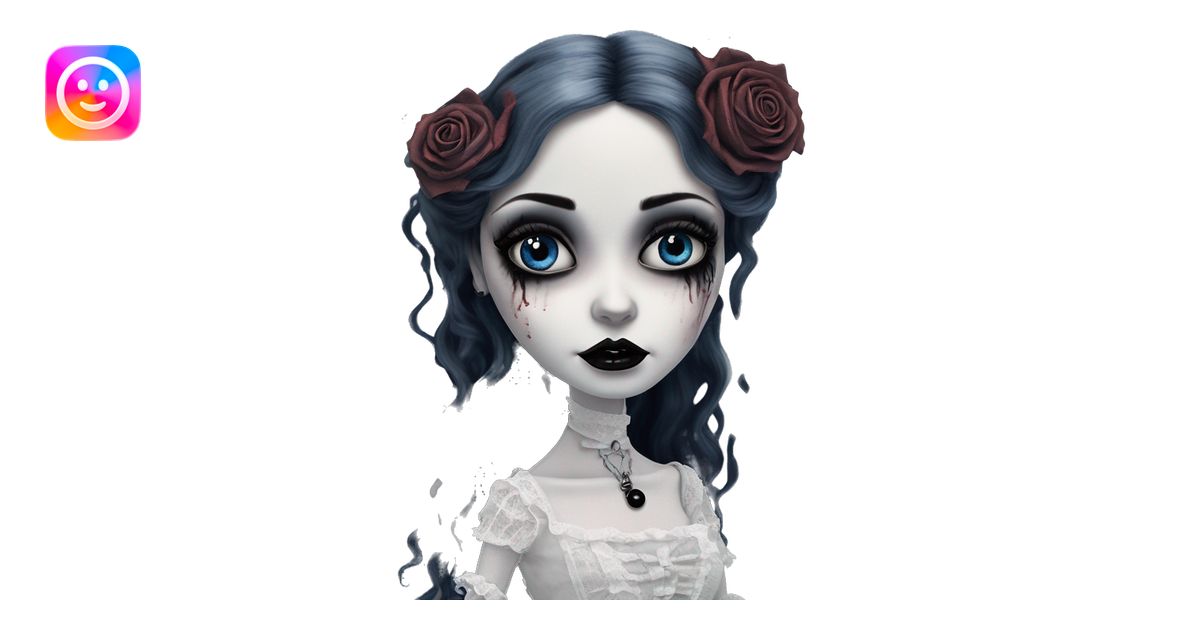 full height tim burton corpse bride, porcelain doll with a cracked face ...