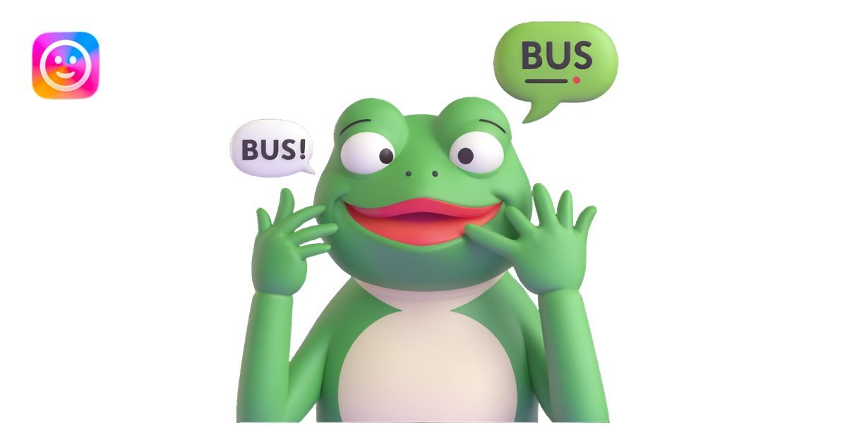 Create a 3D emoji style image of Pepe the Frog holding his hand over ...