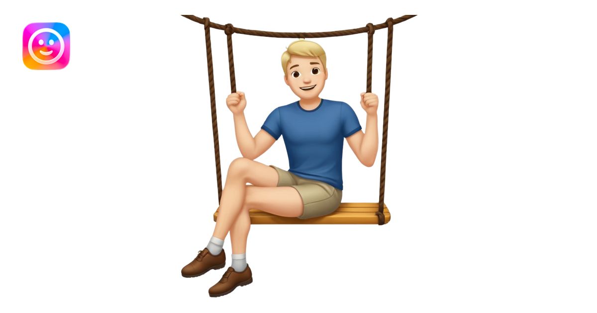 A guy swinging his legs with his hands on his chin emoji | AI Emoji ...