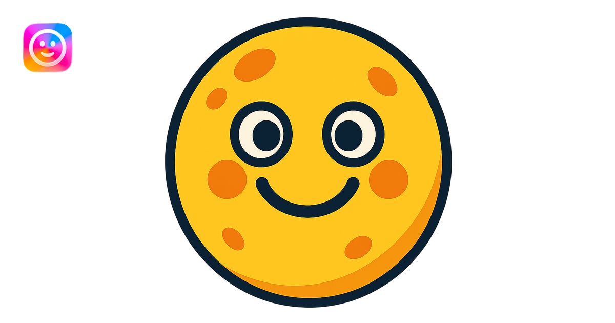 cartoon moon with a face illustration | AI Emoji Generator