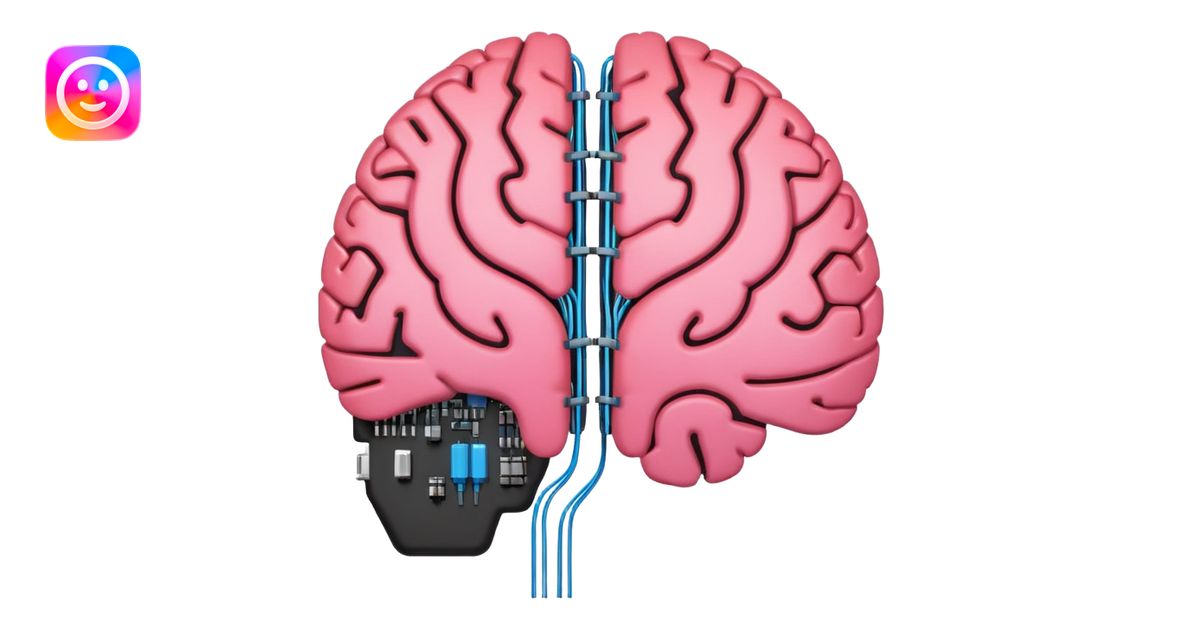 glowing brain with circuits AI emoji emoji | AI Emoji Generator