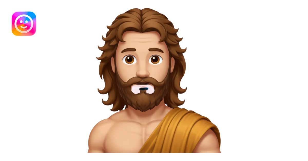 Hercules from The Olympians with long brown wavy hair and beard, bronze ...