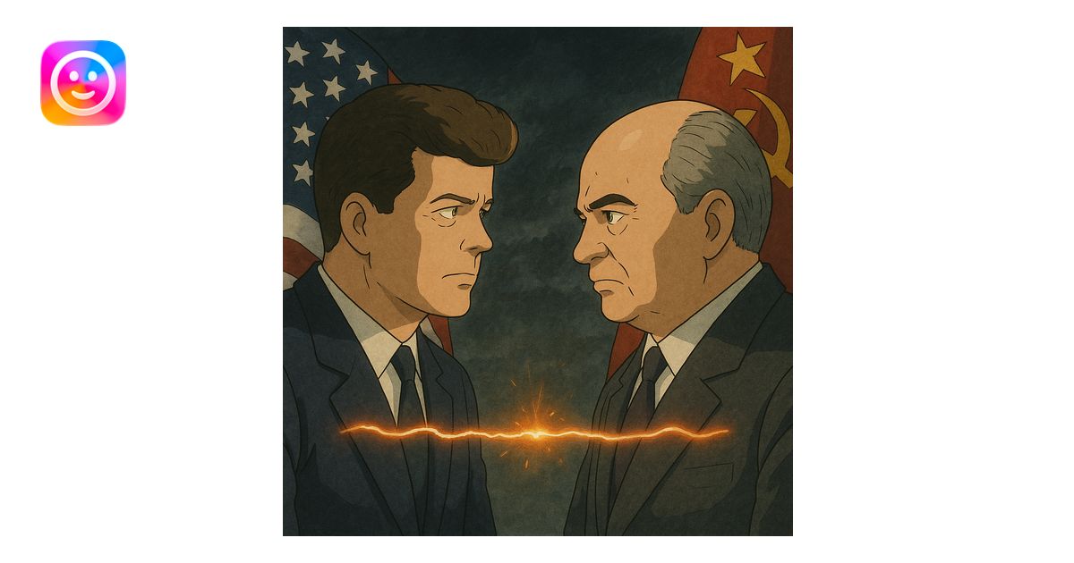 realistic illustration of John F. Kennedy and Mikhail Gorbachev facing ...