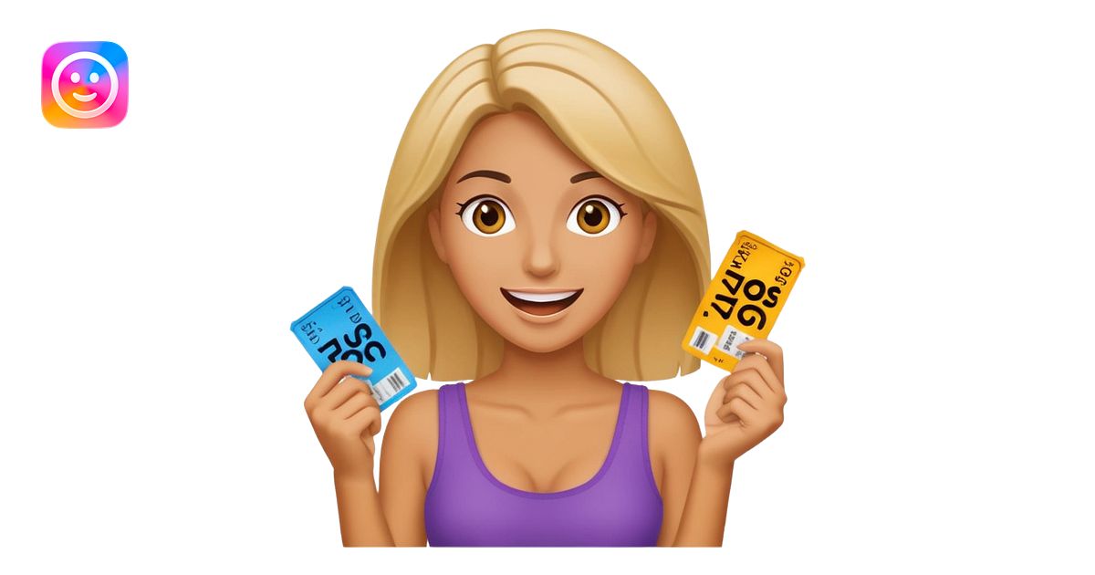 excited woman holding tickets emoji | AI Emoji Generator