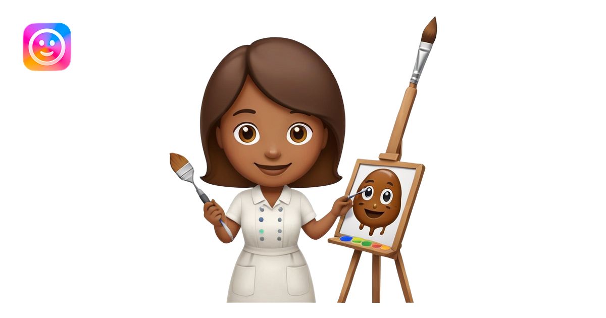 artist painting a poop emoji on an easel emoji | AI Emoji Generator