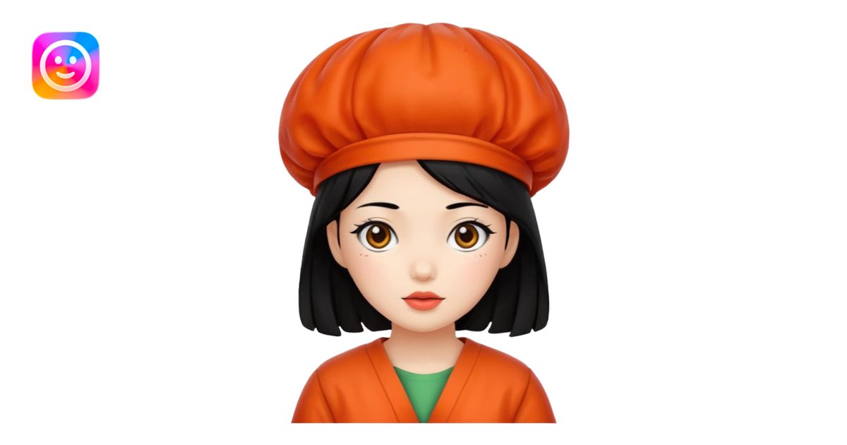 Wearing kimchi girl with black hair emoji | AI Emoji Generator