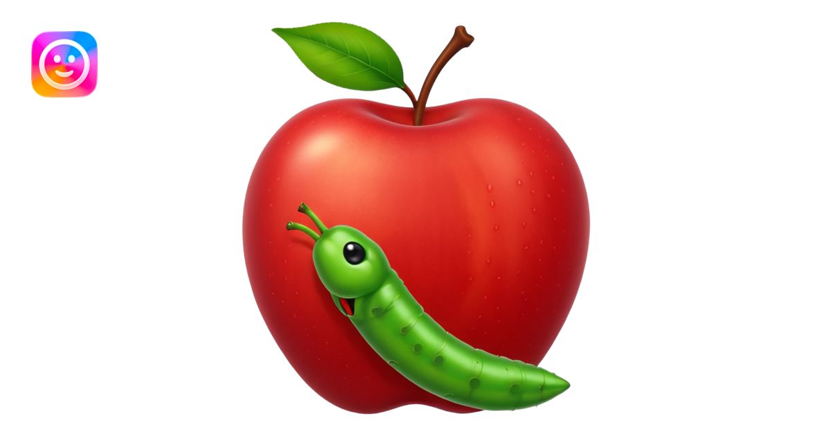 Apple emoji with a worm coming out emoji | AI Emoji Generator
