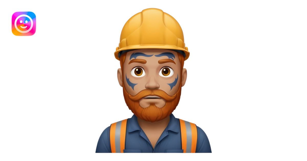 construction worker with beard, ginger haired and heavy face tattoos ...