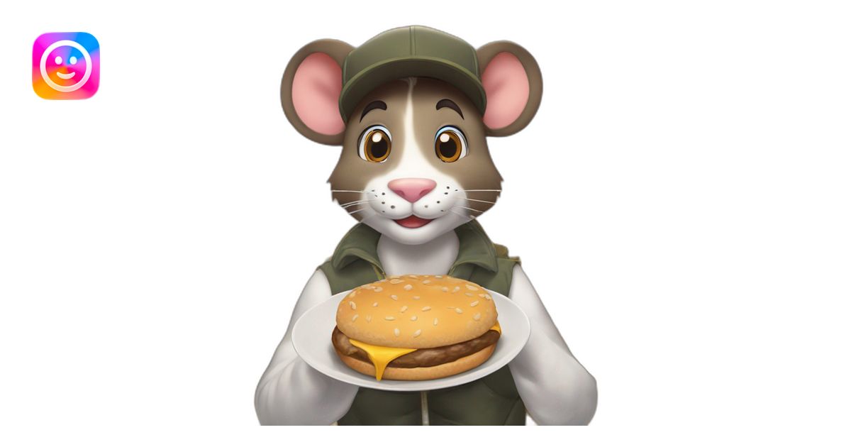 Mouse having burger emoji | AI Emoji Generator