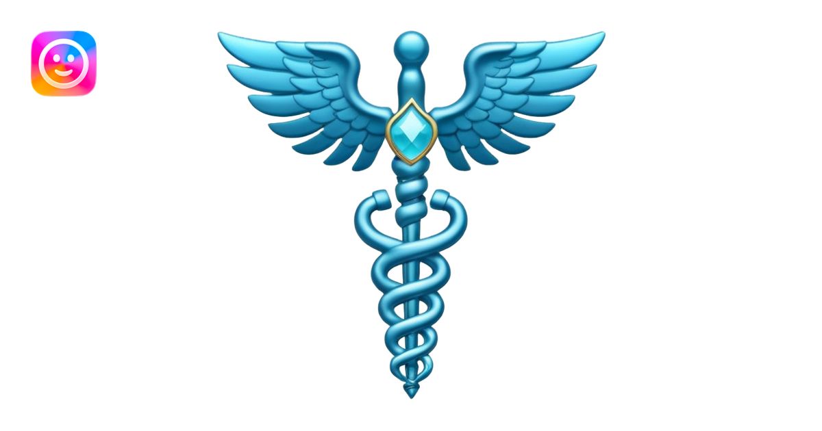 blue medical start of life (caduceus) symbol emoji | AI Emoji Generator