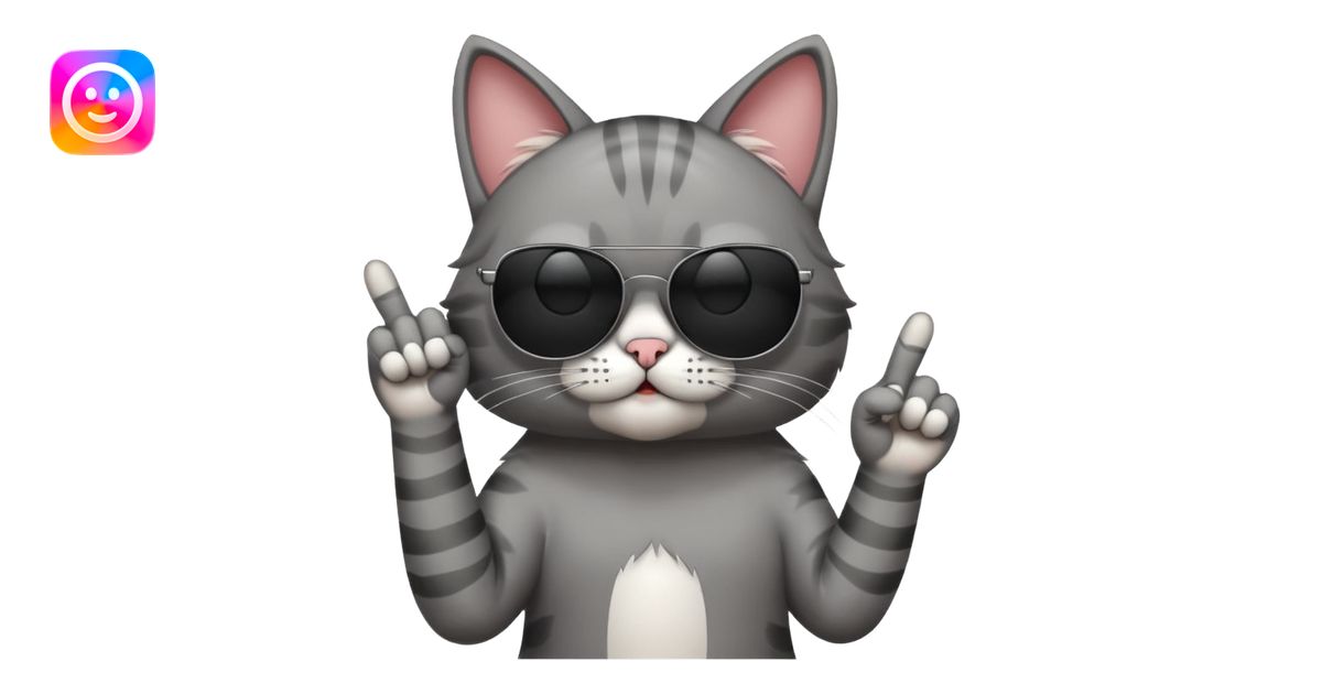 cat with sunglasses putting up the middle finger emoji | AI Emoji Generator