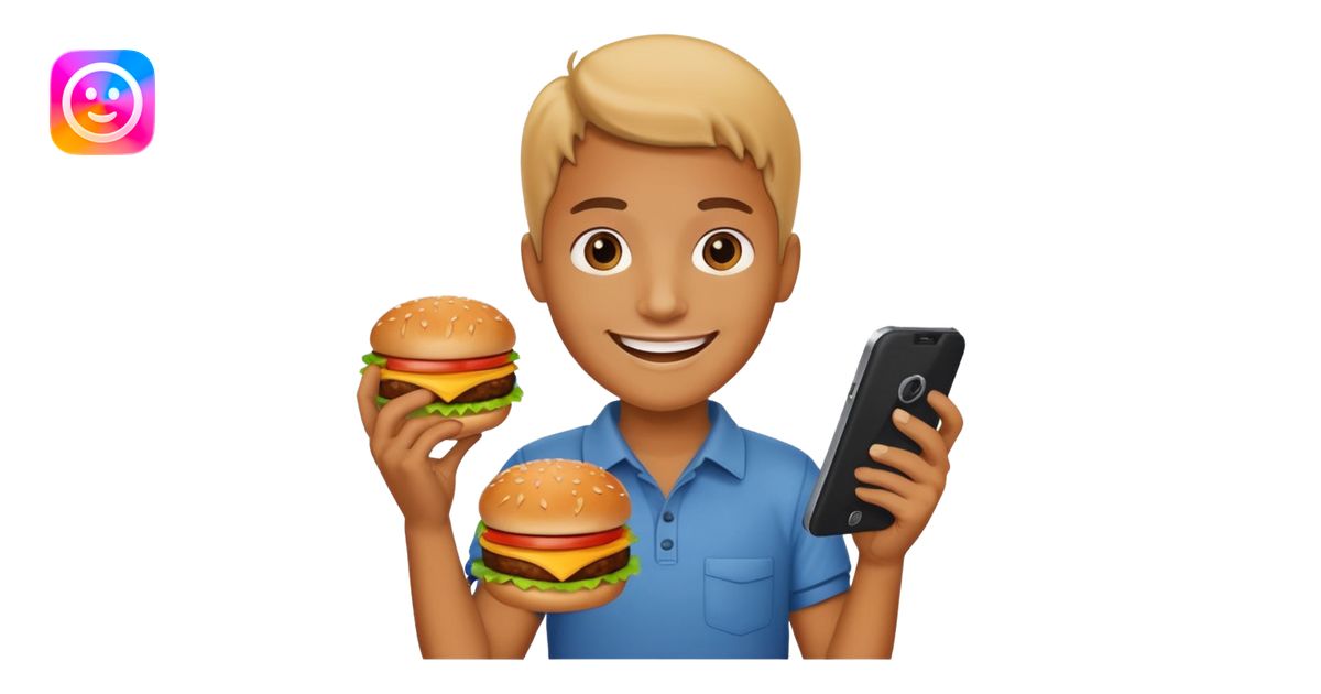 ordering a hamburguer on the phone emoji | AI Emoji Generator