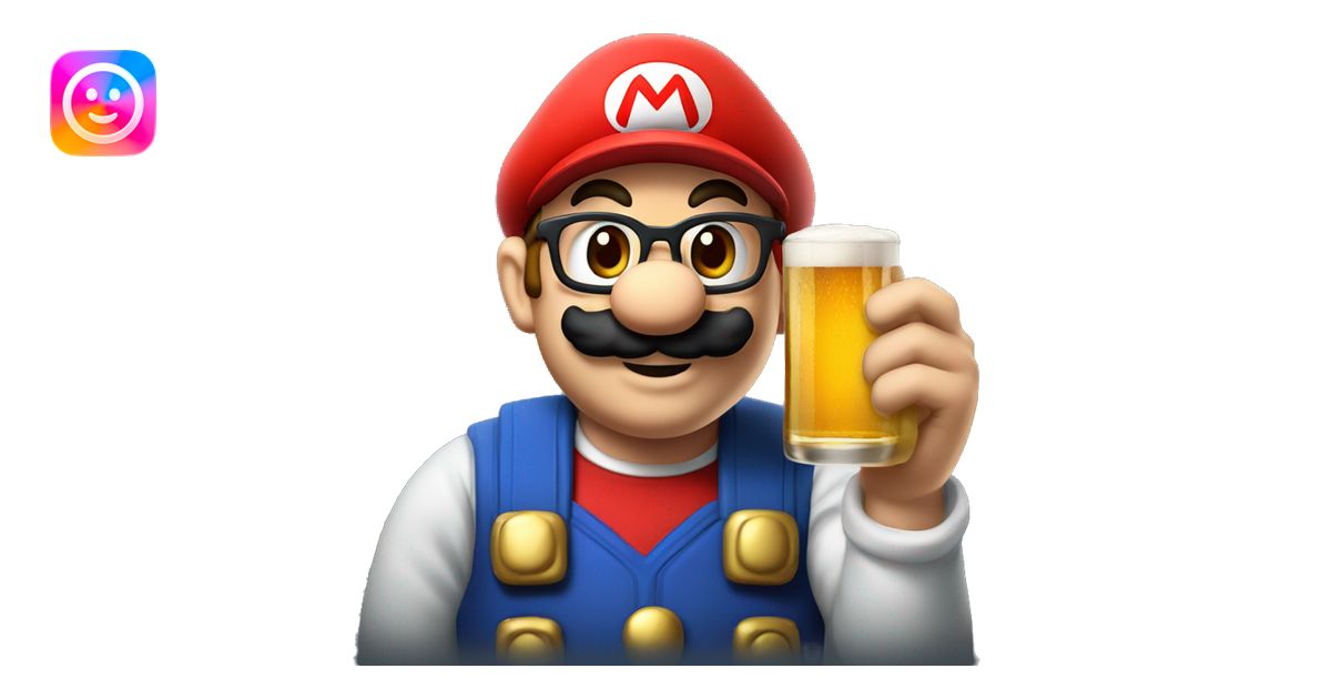 Mario bros with a beer emoji | AI Emoji Generator