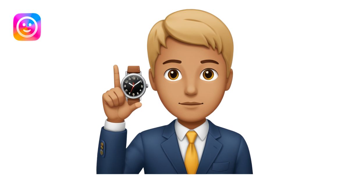 Emoji saying now maybe a watch and ur pointing at it like times up ...