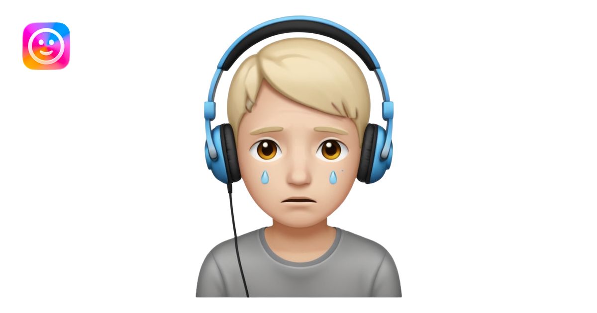 Sad with headphones on emoji | AI Emoji Generator