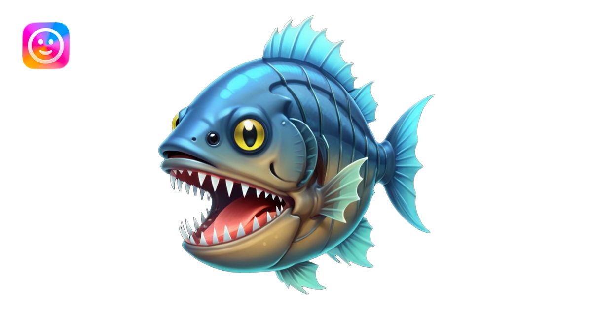Angler Fish – Large mouth with sharp teeth and light lure emoji | AI ...