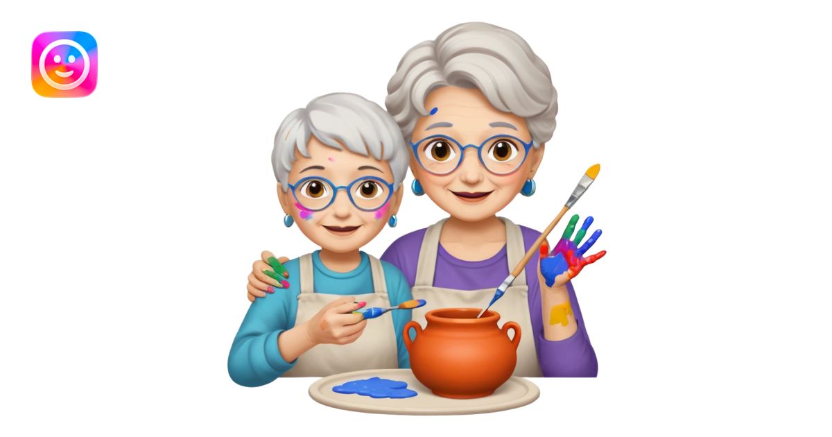 grandma and kid doing potery emoji | AI Emoji Generator