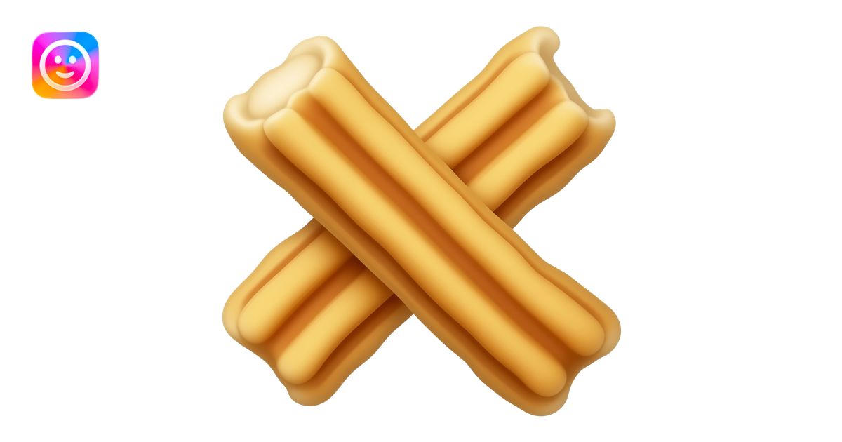 Create a simple churro emoji with 3 slightly curved churros overlapping ...
