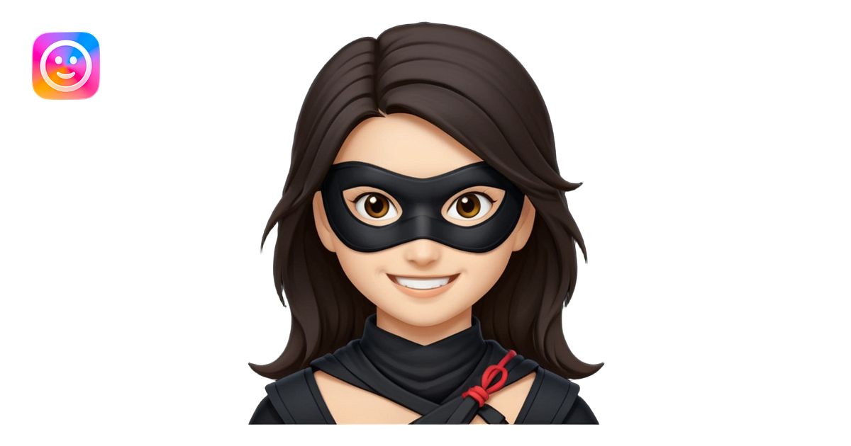 i need girl ninja smile with long dark brown hair emoji | AI Emoji ...