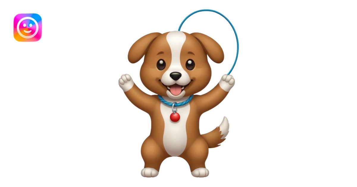 dog playing with a string toy emoji | AI Emoji Generator