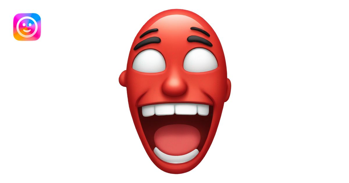 Red crying laughing emoji face emoji | AI Emoji Generator