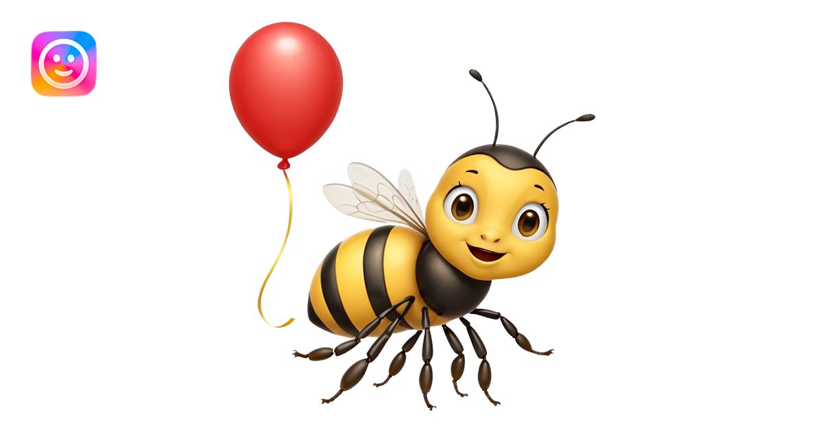 Bees with red Birthday Hat, Excited bee carrying balloon emoji | AI ...