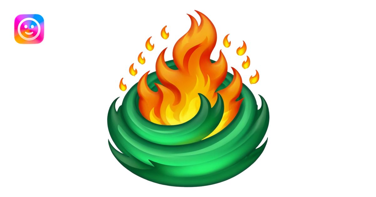 Enchanted emerald big fire rising emoji | AI Emoji Generator