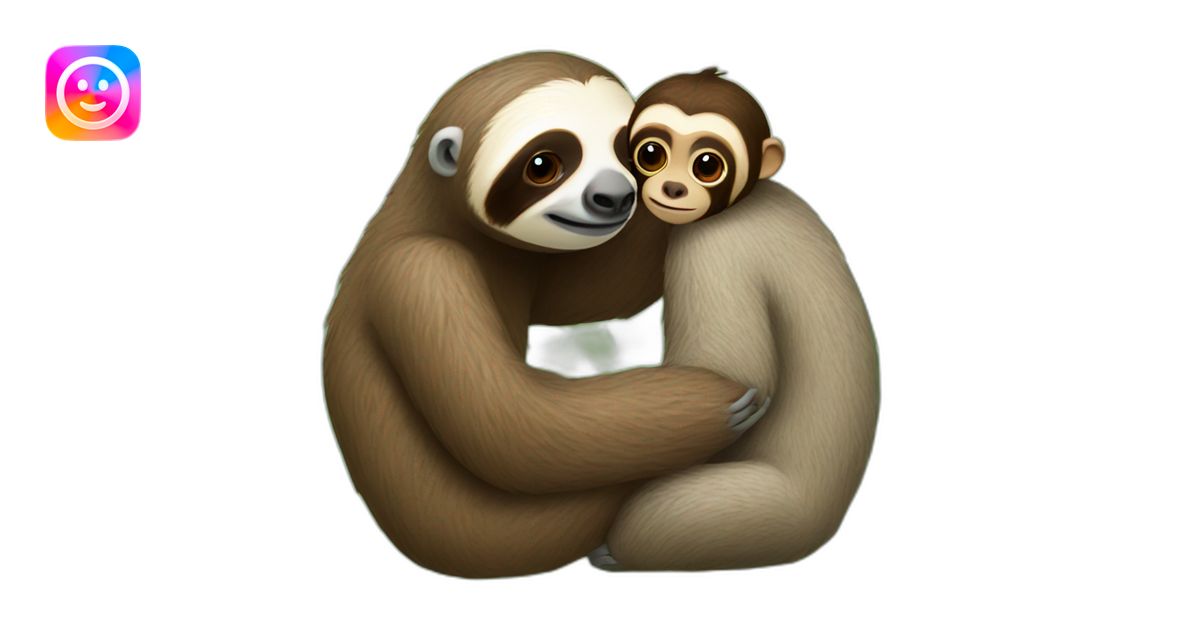 sloth and monkey kissing emoji | AI Emoji Generator