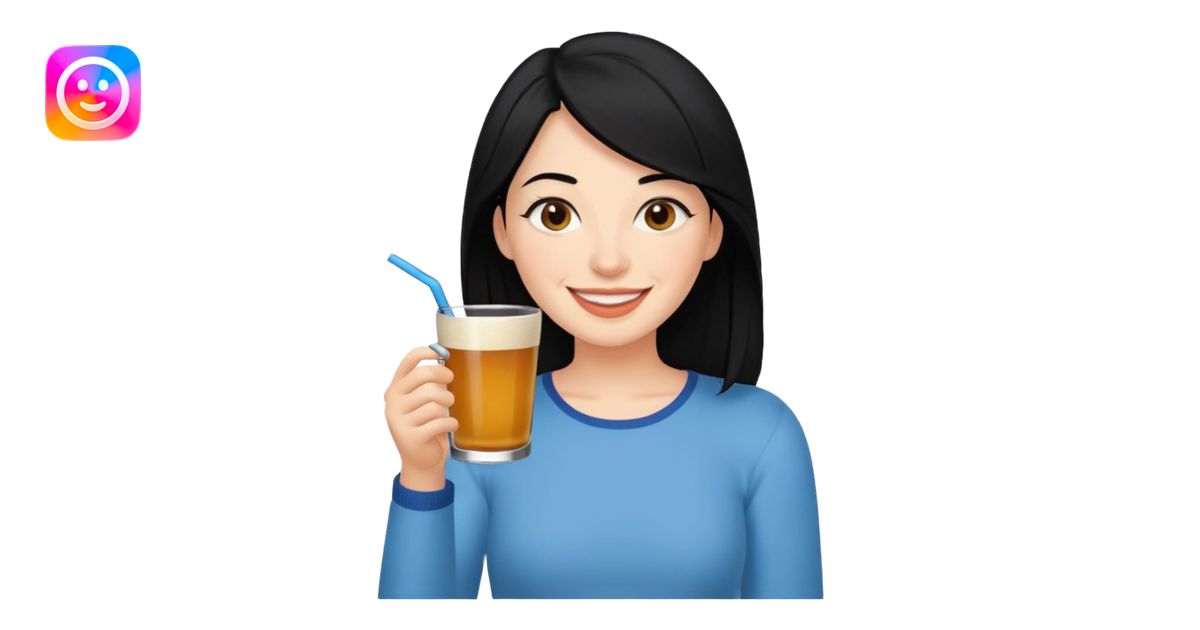 mujer de pelo negro tomando MATE argentino emoji | AI Emoji Generator