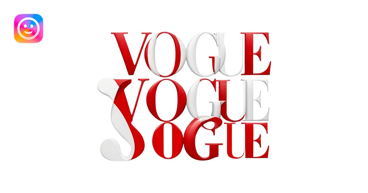 Create a red Vogue magazine with white letters emoji | AI Emoji Generator