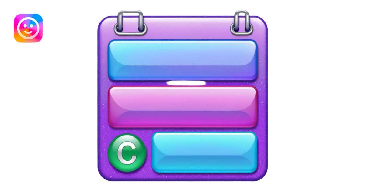 Glitter Purple and Cian spreadsheet paper emoji | AI Emoji Generator