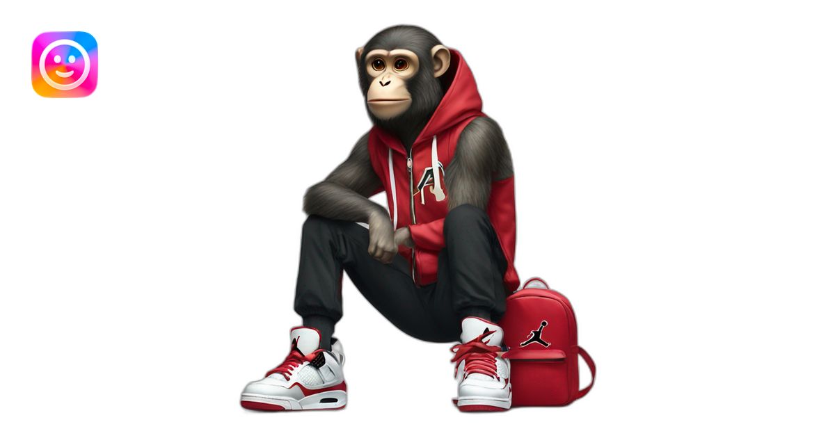 Monkey wearing Jordan 4 on its feet with a bunch of Nike clothes emoji ...