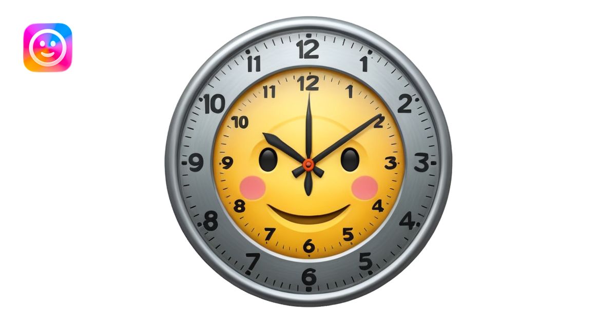 A clock smiling and handsome and playful too emoji | AI Emoji Generator